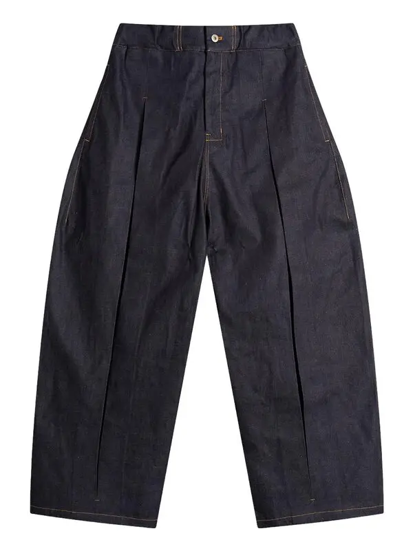 SAGE NATION Raw Indigo Box Pleat Trousers - One-color