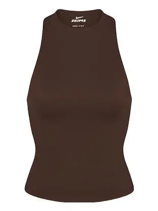 Nike X Skims Matte Mock Neck Racer Tank - Dark Sepia