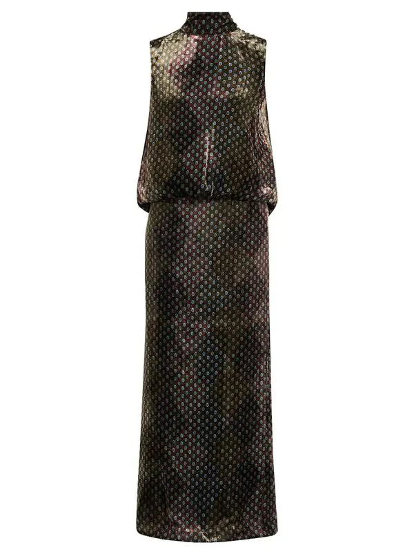 Dries Van Noten Debo Printed Velvet Maxi Dress - Khaki