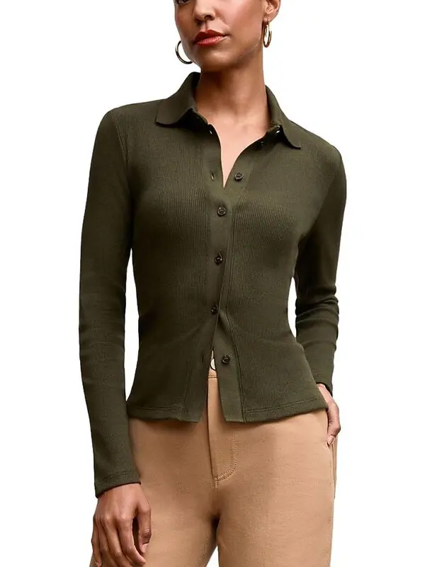 M.M.LAFLEUR Nala Knit Button-down Shirt - Rosin