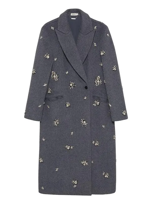 Simkhai Gianni Embellished Wool-blend Coat - Heather Grey