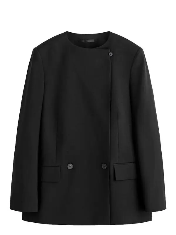 Cos Structured Collarless Wool Blazer - Black