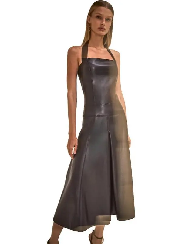 Alexis Imena Halterneck Midi Dress - Black
