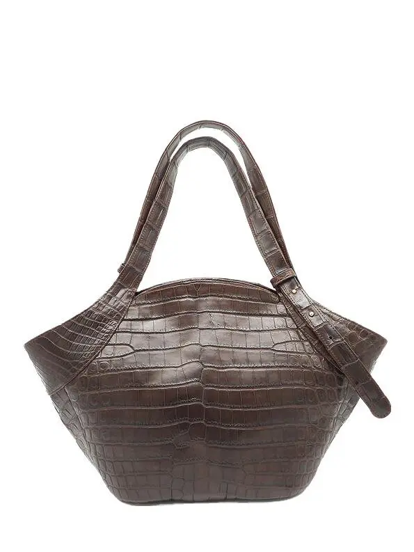 NORTON AND HODGES Petite Mont Rochelle Crocodile Tote - Brown