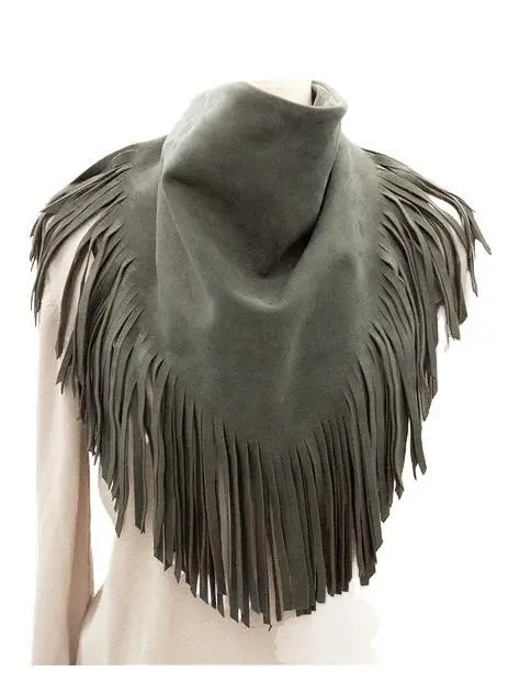 NORTON AND HODGES Texas Cowboy Fringe Collar In Steel - Grey