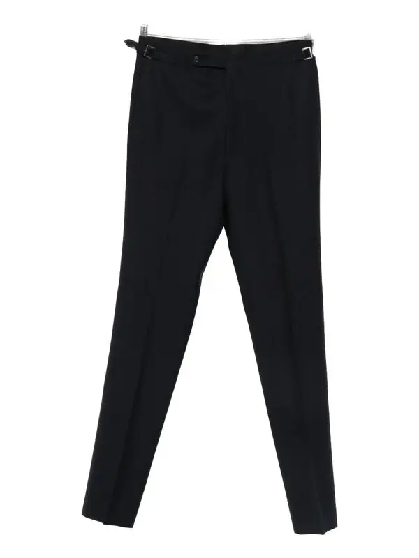 Husbands Tapered High-waisted Trousers In Wool Serge - Navy Blue