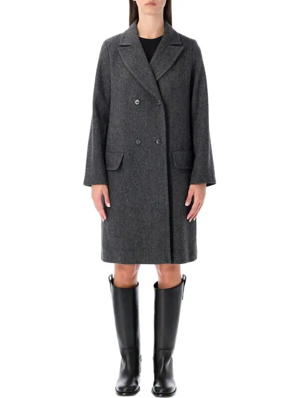 A.p.c. Ginny Wool Double-breasted Coat - Grey