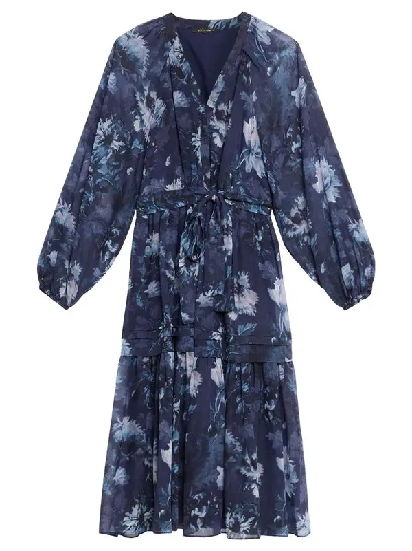 Kobi Halperin Belle Tiered Floral-print Midi Dress - Midnight Multi