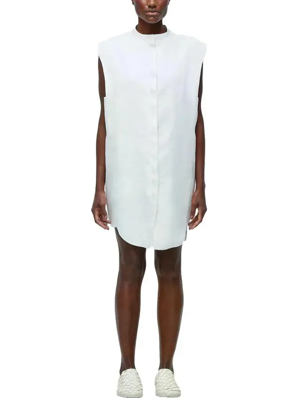 OSKLEN Smoking Sleeveless Linen Shirt Dress - White