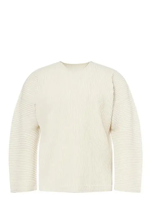 Issey Miyake Monthly Colors September Long-sleeved Knitted Top - Limestone White