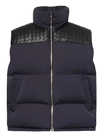 Bottega Veneta Padded High-neck Woven-down Gilet - Midnight Blue