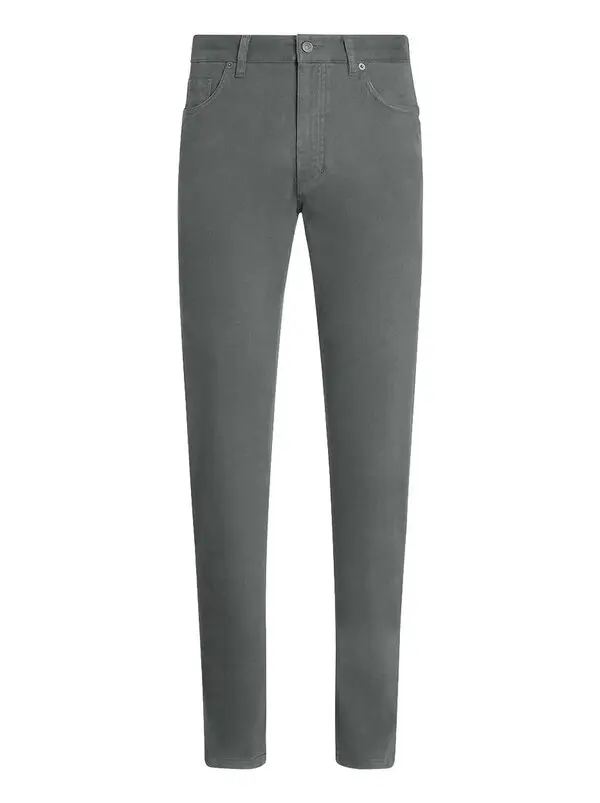 Zegna City Fit Stretch Gabardine 5-pocket Pants - Light Grey