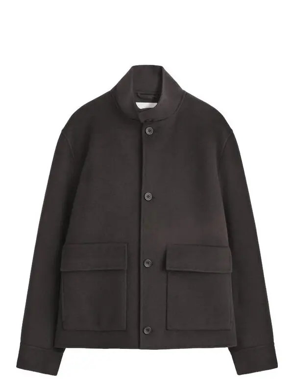 Cos Double-faced Wool Funnel Neck Jacket - Brown