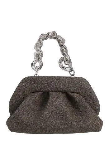 THEMOIRE Coated Fabric Clutch With Contrasting Straps - Black