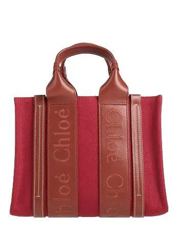Chloé Handbag Brick Linen And Calfskin - Red