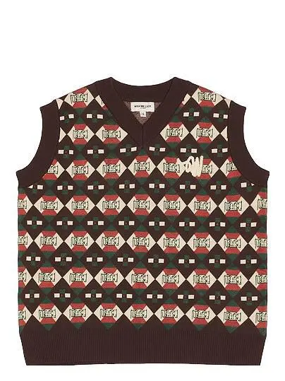 WISH ME LUCK Diamond Vest - Brown & Diamond Plaid