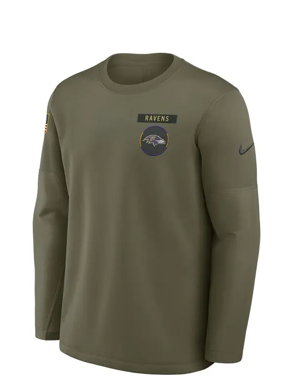 Nike Baltimore Ravens Salute To Service Sideline Triumphant Win Coach Nfl Pullover Crew - Brown