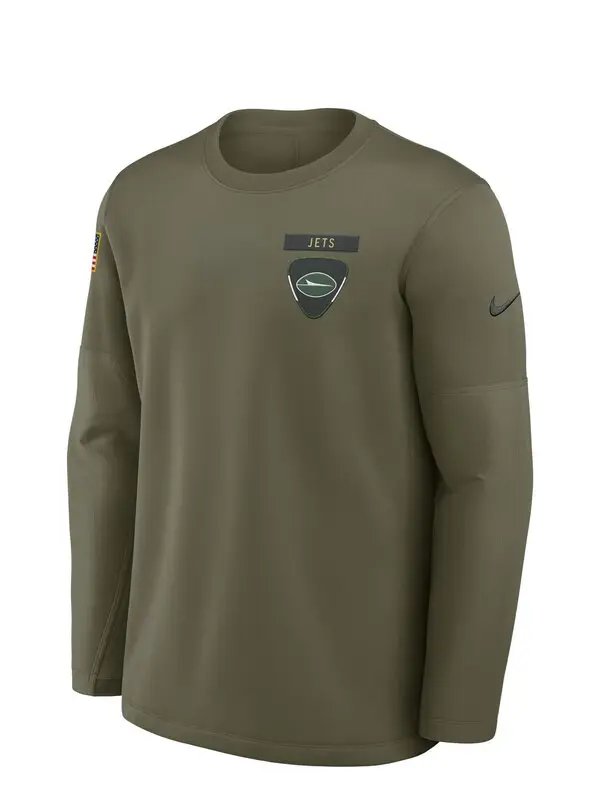 Nike New York Jets Salute To Service Sideline Triumphant Win Coach Nfl Pullover Crew - Brown