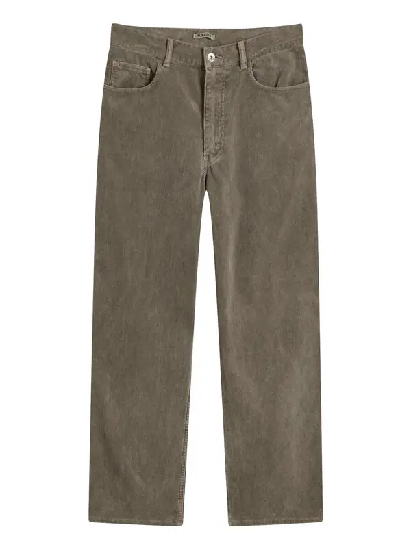 Auralee Pigment Dyed Finx Corduroy Wide 5p Pants - Olive Brown
