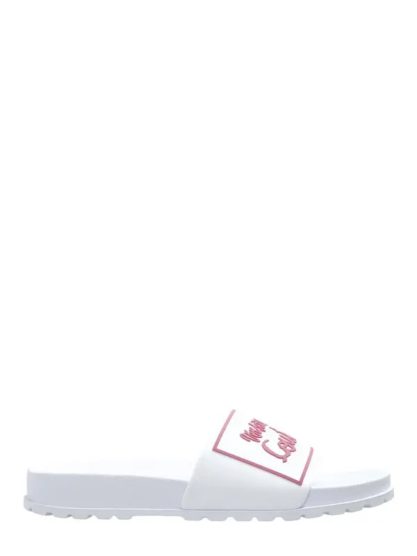 Versace Embossed Logo Rubber Slides - White