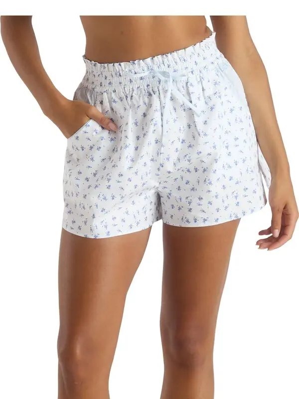 Lounge Bloom & Stripe Pyjama Shorts - Blue