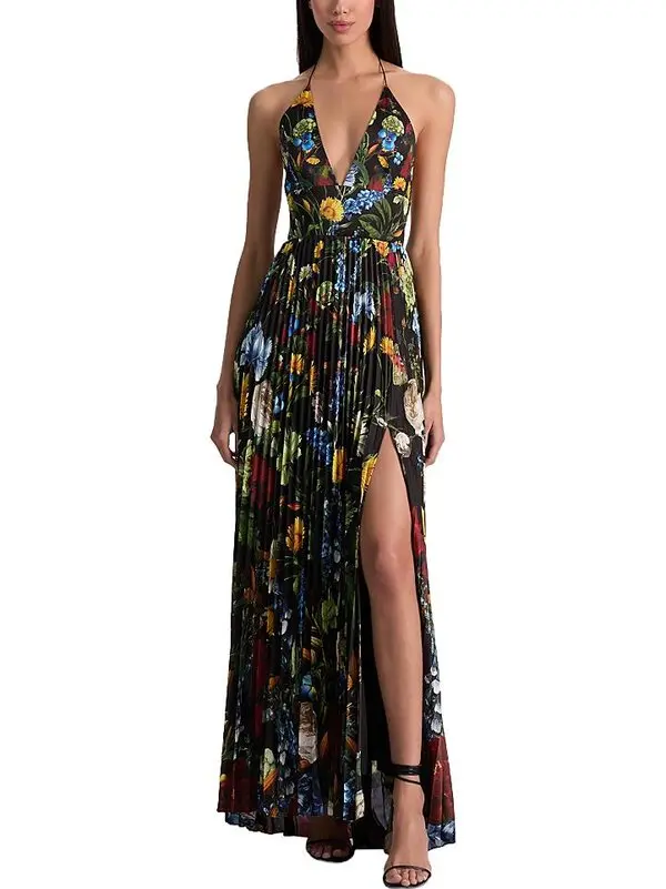 Alice + Olivia Hannah Pleated Maxi Dress - Social Hour Black