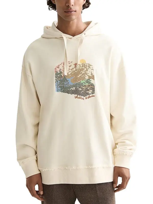 Scotch & Soda Relaxed Fit Embroidered Hoodie - Eggnog