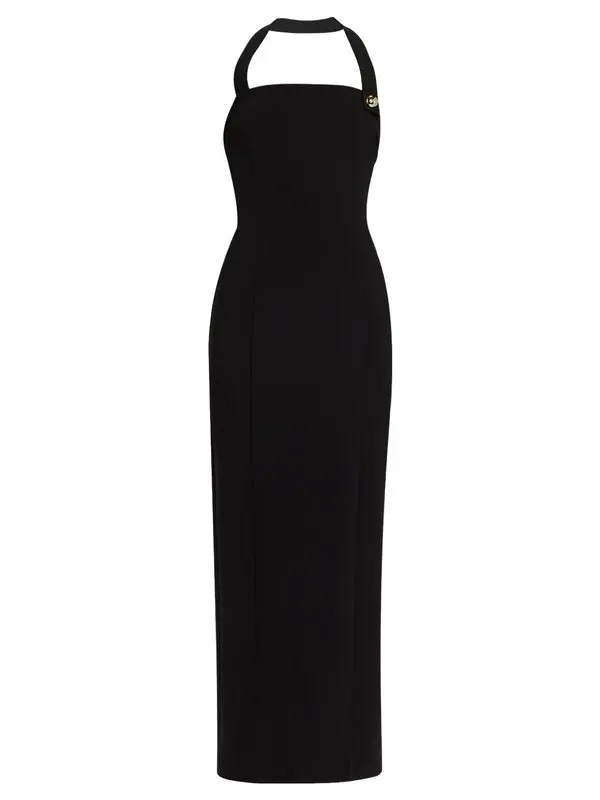 TOCCIN Davina Sculpted Halter Midi Dress - Jet