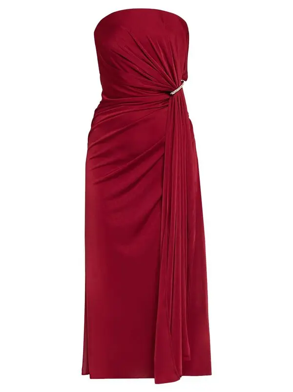Halston Nadia Draped Jersey Midi Dress - Ruby