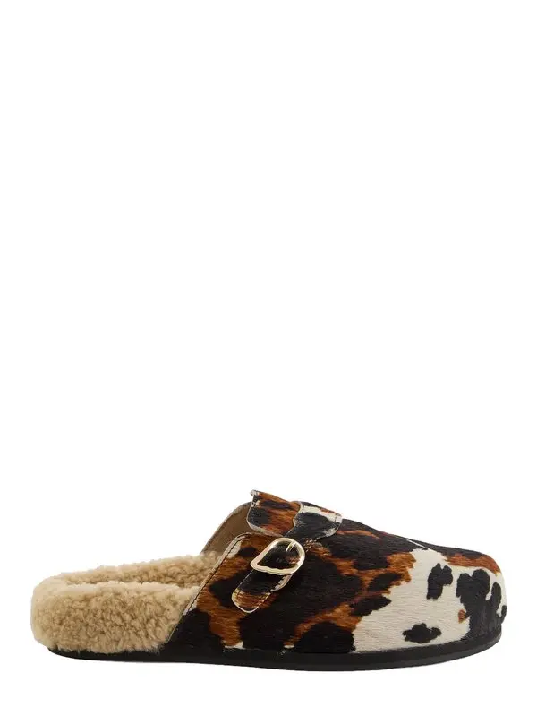 ANCIENT GREEK SANDALS Vasilitsa Cow-print Pony-hair Mules - White