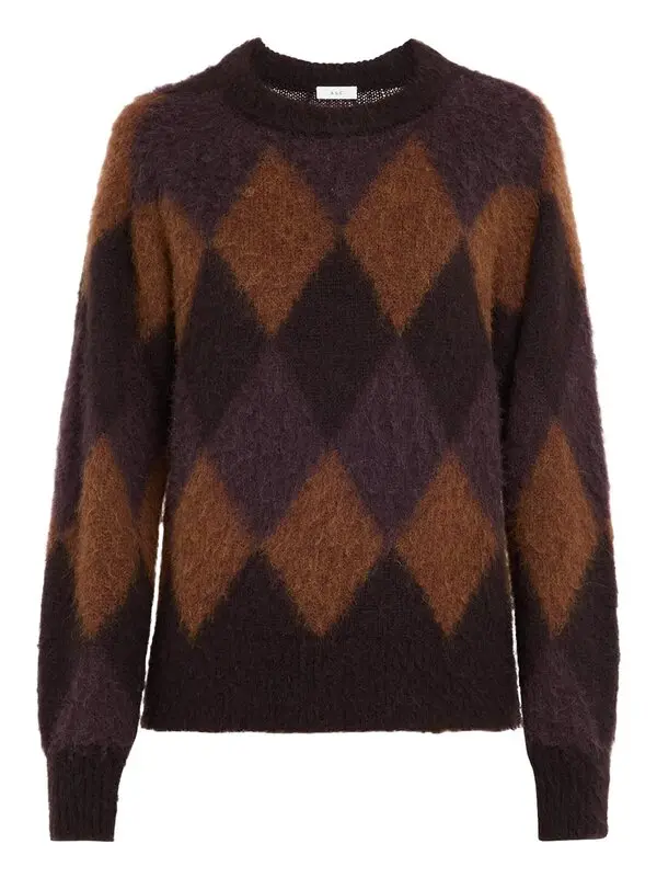 A.L.C. Ezra Argyle Crewneck Sweater - Brwpat