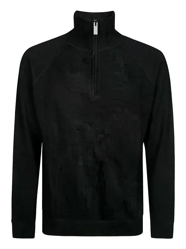 PAOLO PECORA Half-zip High-neck Sweater - Black