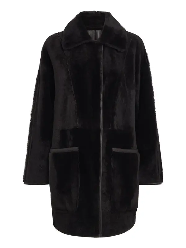 Max Mara Ram Shearling Reversible Coat - Brown