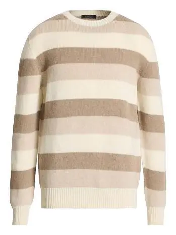 ARAGONA Cashmere Striped Sweater - White