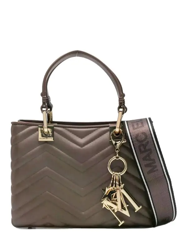 MARC ELLIS Quilted Crossbody Bag With Logo Charm - Brown