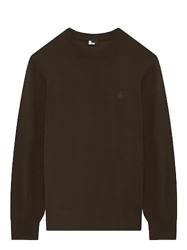 The Kooples Relaxed-fit Brand-embroidered Wool Jumper - Dark Brown