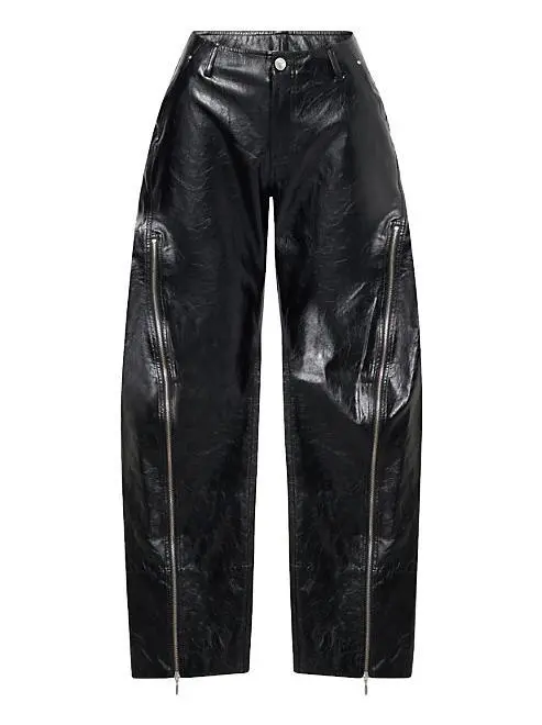 OUDE WAAG Wide-leg Faux Leather Trousers - Black