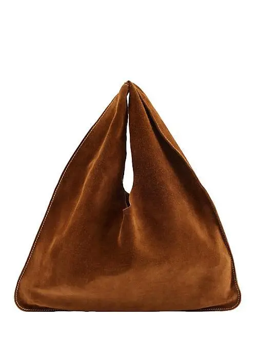 THE ROW Bindle Small Suede Top Handle Bag - Bistre/ecru