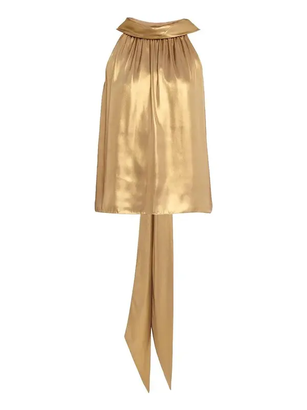 TOCCIN Hattie Metallic Tie-neck Blouse - Gold