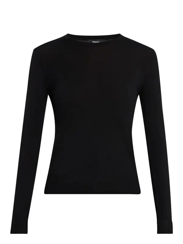 Theory Regal Merino Wool Crewneck Top - Blk