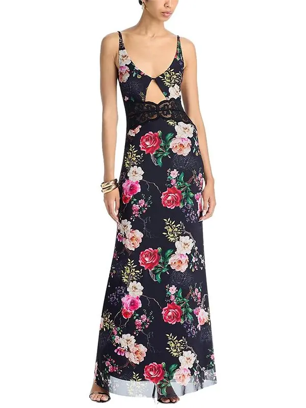 AFRM Elyse Keyhole Maxi Dress - Noir Summer