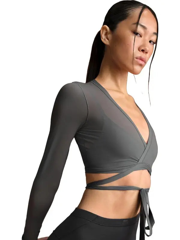 Nike Weightless Layers Long-sleeve Wrap Top - Grey