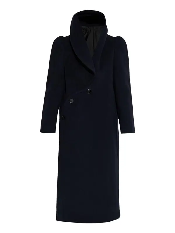 Alaïa Wool Hooded Coat - Navy Blue
