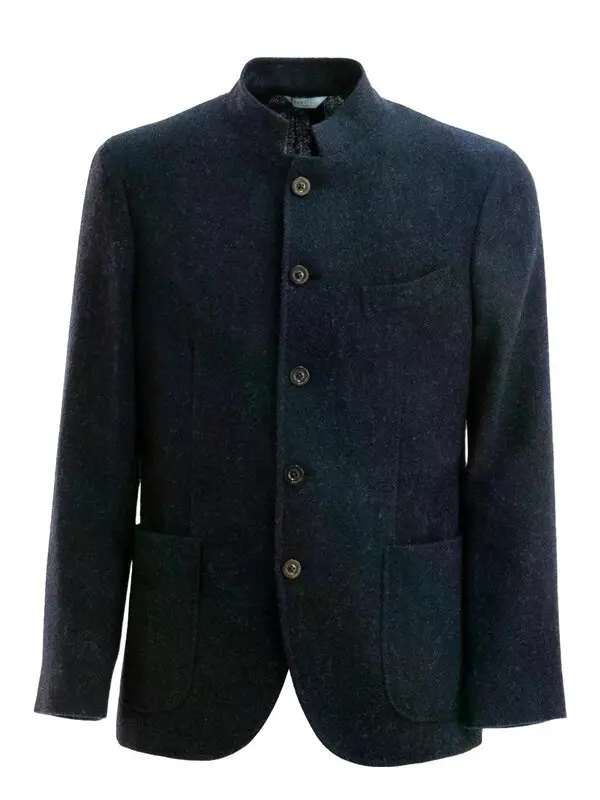 Boglioli Button Mandarin Jacket - Blue