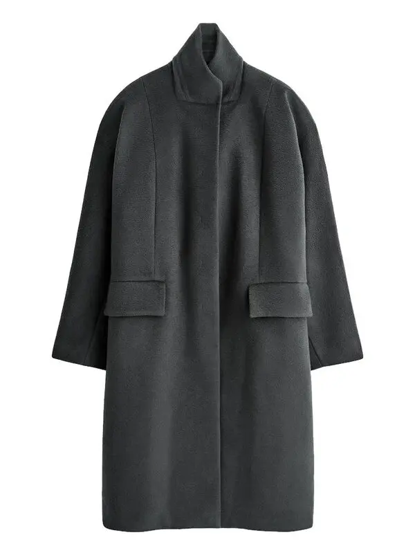 Cos Rounded Tailored Long Coat - Gray