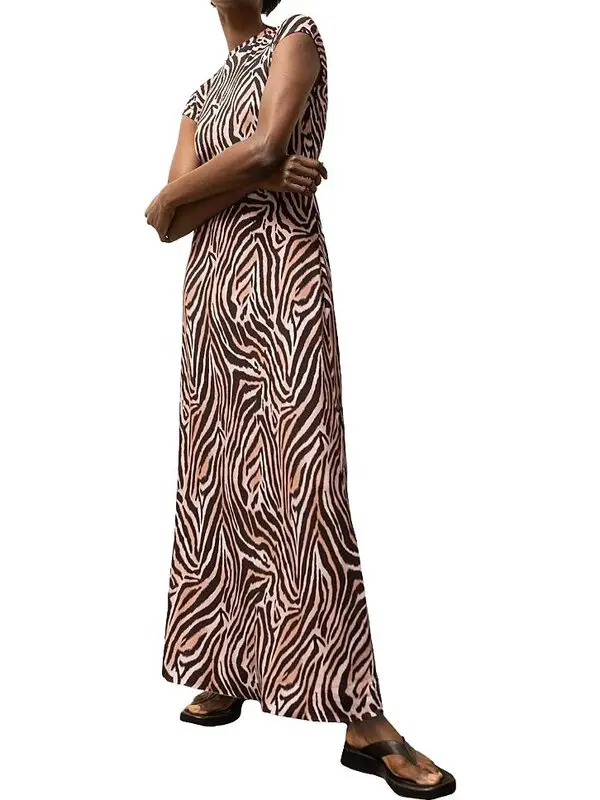 RO & ZO Zebra Print Jersey Maxi Dress - Neutral