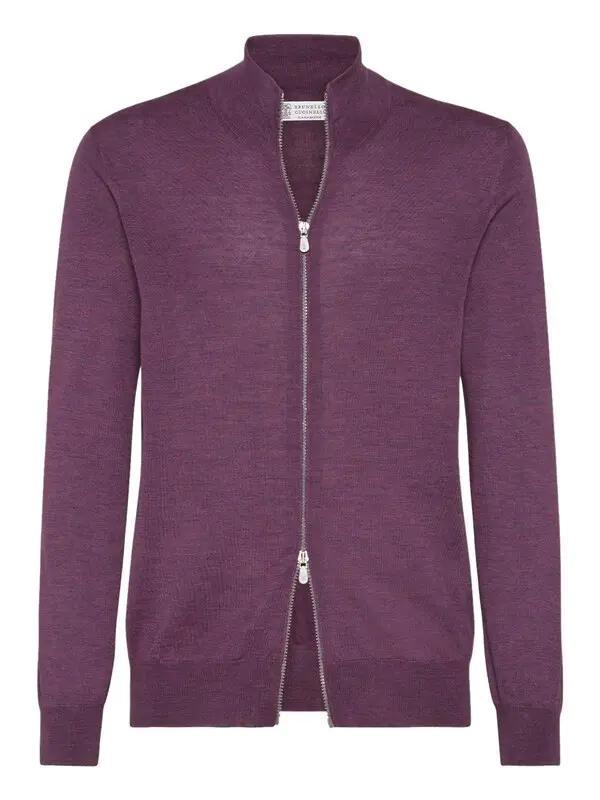 Brunello Cucinelli Cashmere-silk-linen Zip-up Cardigan - Red