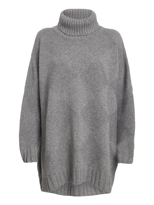 Eskandar Cashmere Diamond Jacquard Sweater - Grey