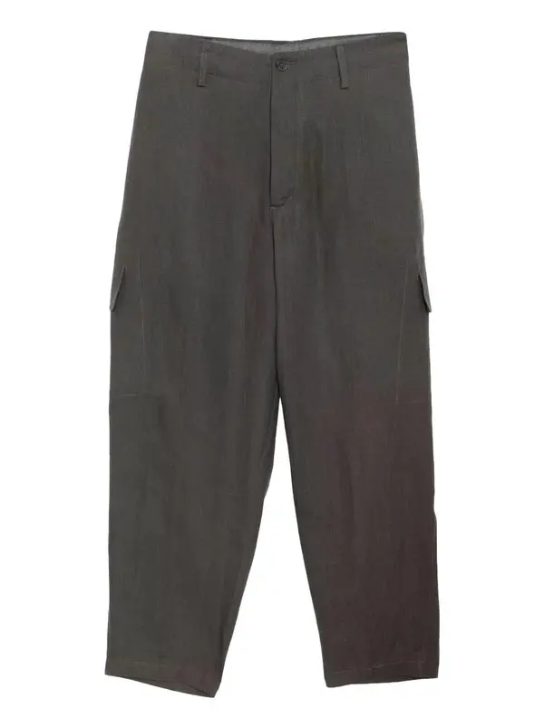 Y’s Linen Straight-leg Trousers - Grey