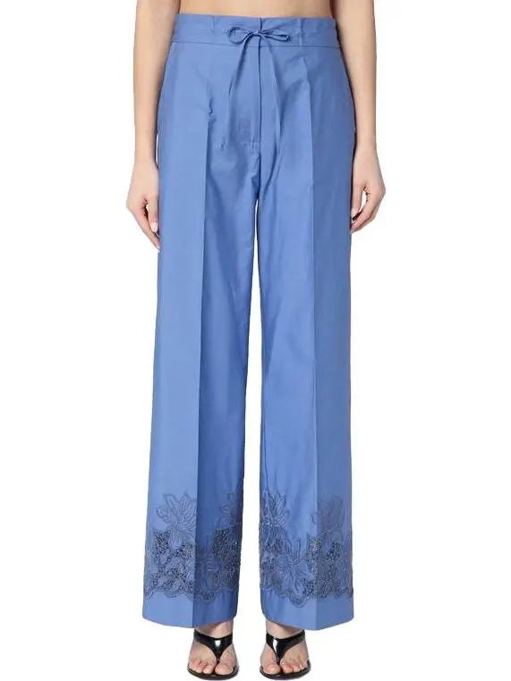 P.a.r.o.s.h Floral Embroidered Trousers - Blue